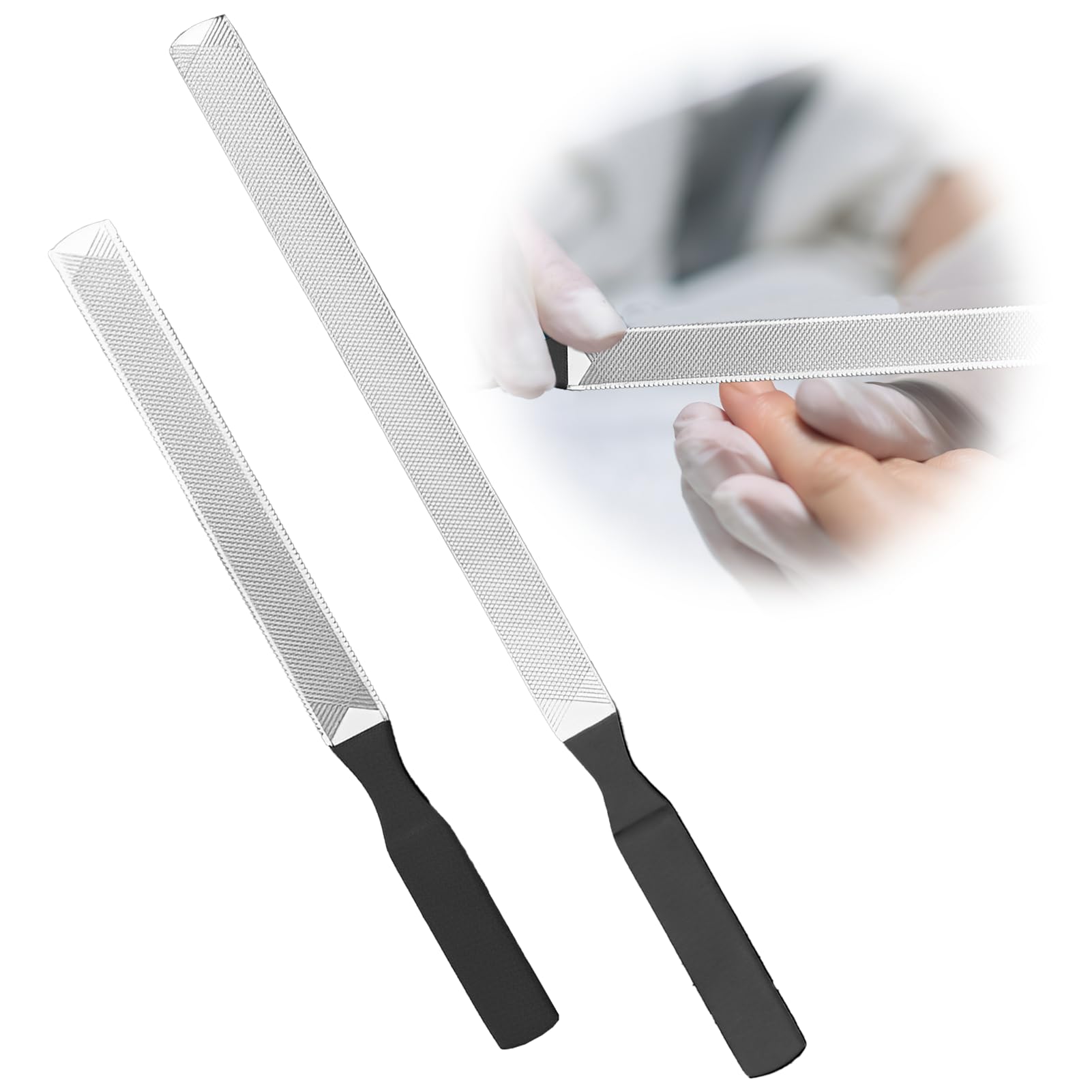 2 Pack Toenail Files for Thick Nails, Stainless Steel 4 Sided Nail ...