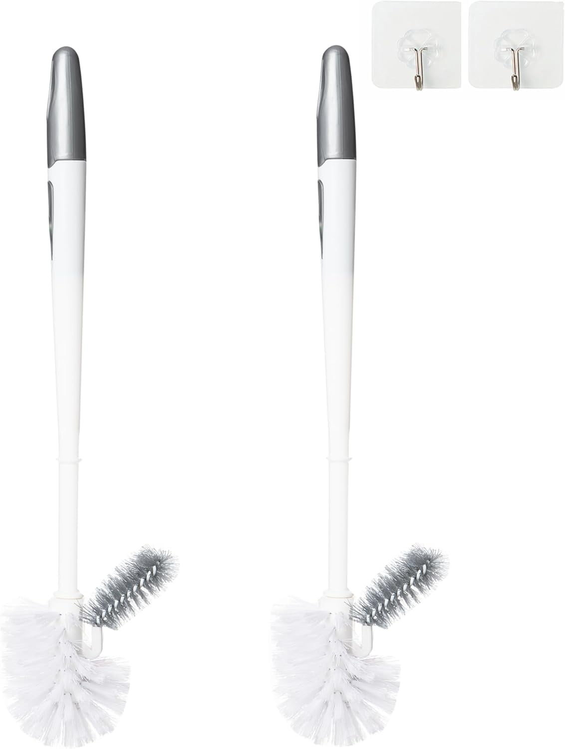 2 Pack Toilet Bowl Brush Without Holder for Bathroom, Under-Rim Double ...