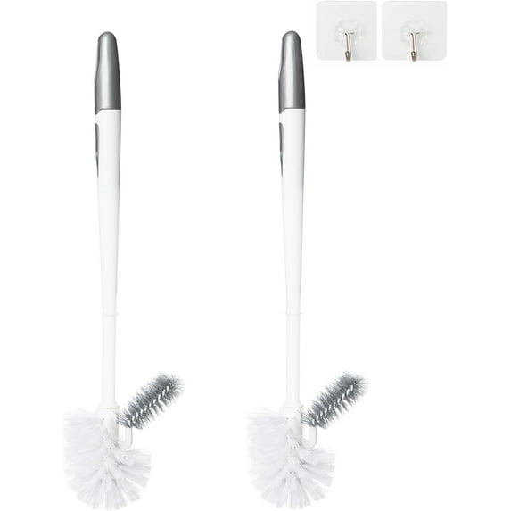 2 Pack Toilet Bowl Brush Without Holder for Bathroom, Under-Rim Double ...