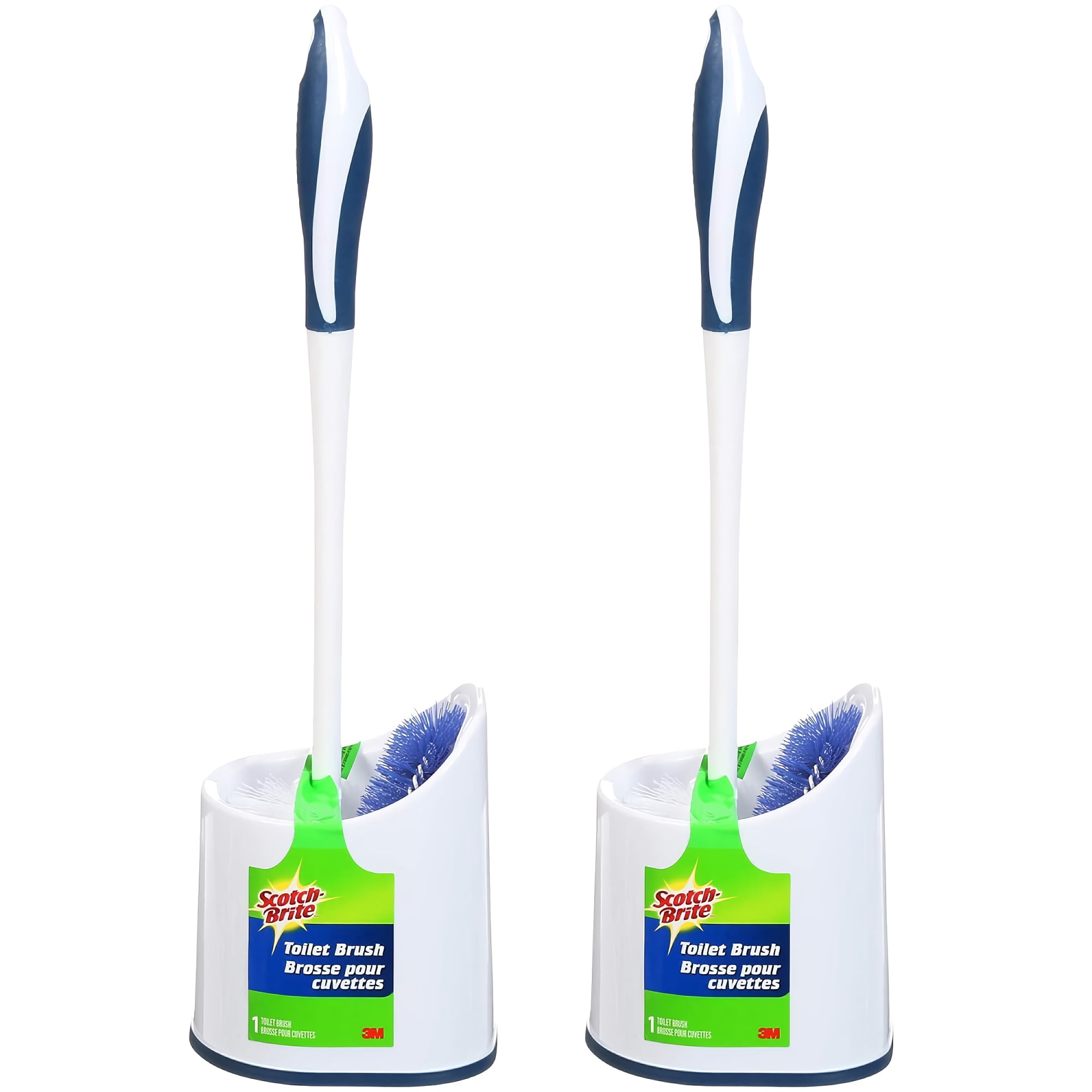 2-Pack Toilet Brush Set with Ergonomic Handle, Storage Caddy for ...