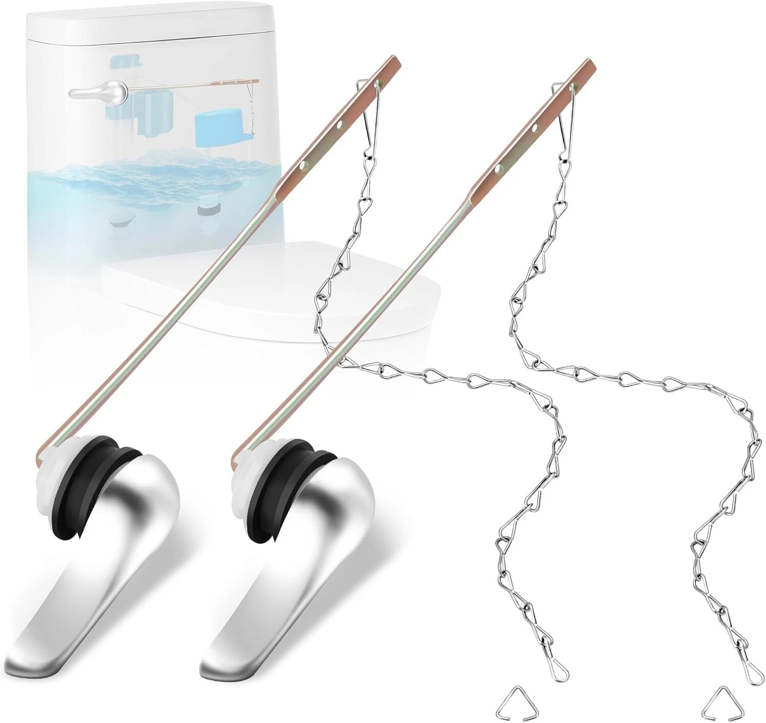 2 Pack Toilet Flush Handle Kit Universal Front Mount Lever Chrome Anti ...