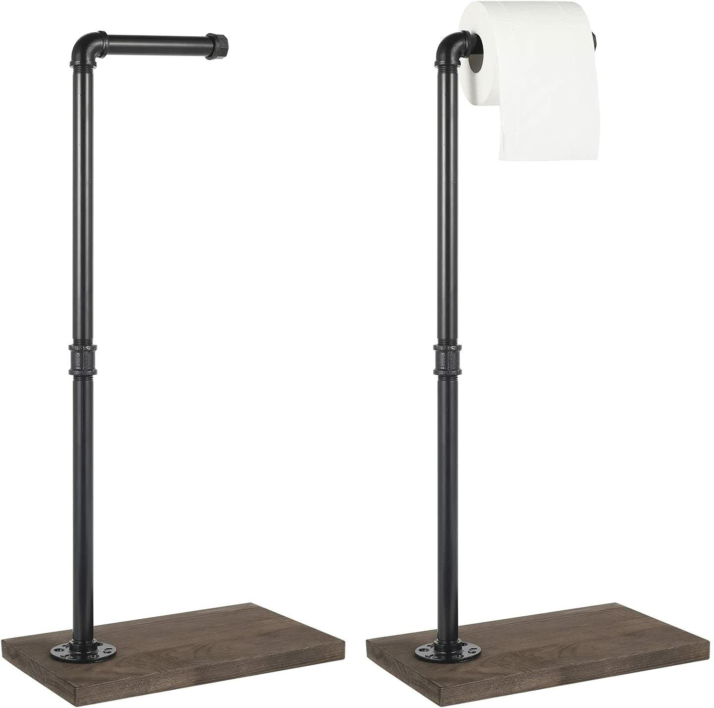 2 Pack Toilet Paper Holder Stand Freestanding Paper Dispenser Tissue ...
