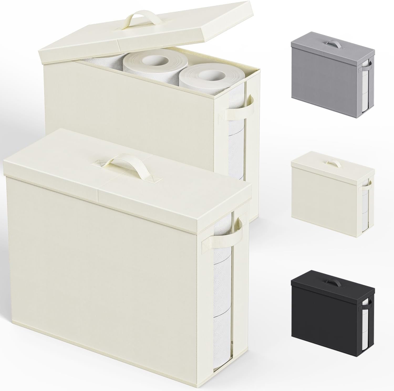 2 Pack Toilet Paper Storage with Lid and Handles, Foldable Toilet Paper ...
