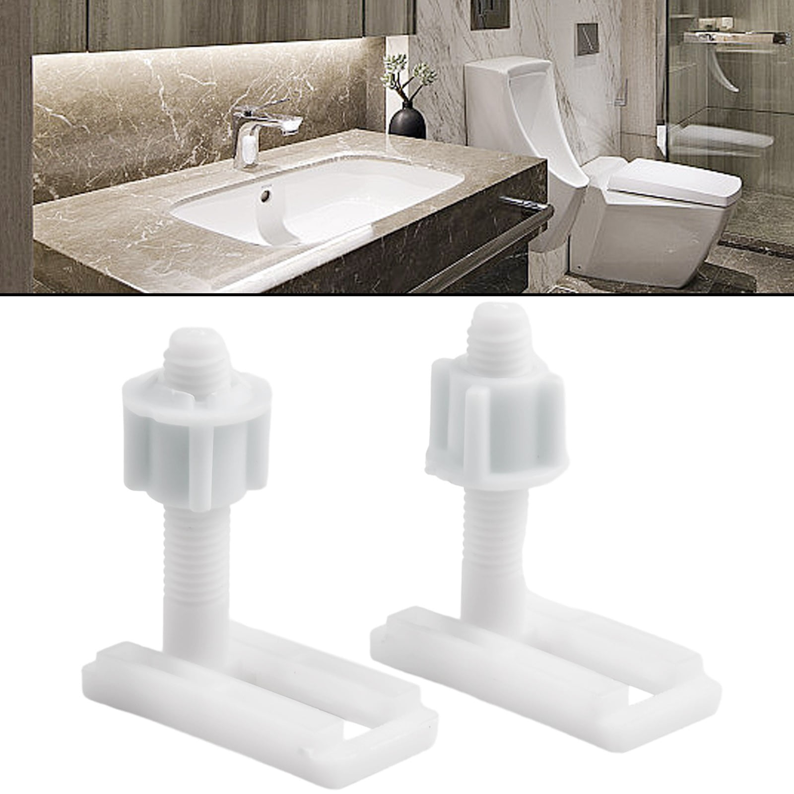 2 Pack Toilet Seat Repair Kit with White Hinges, Bolts and Screws for ...