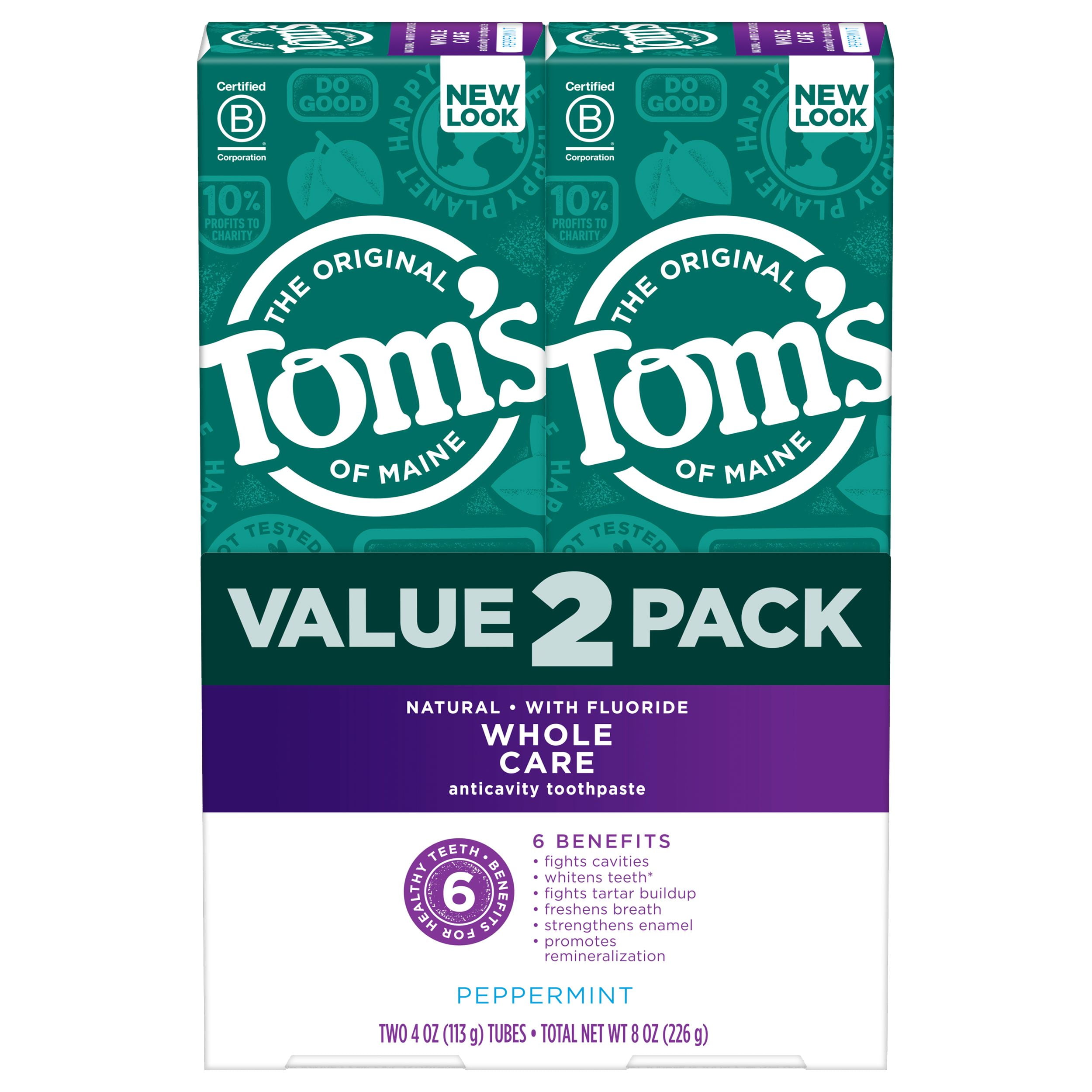 Tom's of Maine Whole Care, 2 Pack Natural Toothpaste with Fluoride ...