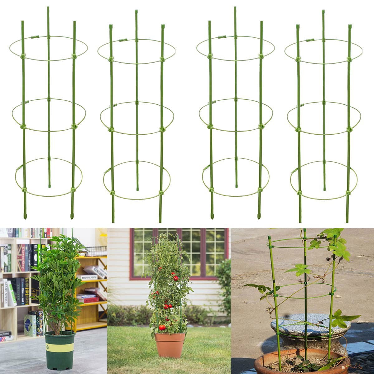 2-Pack Tomato Cage Plants Support, Trellis Climbing Ring Cage Stand for ...