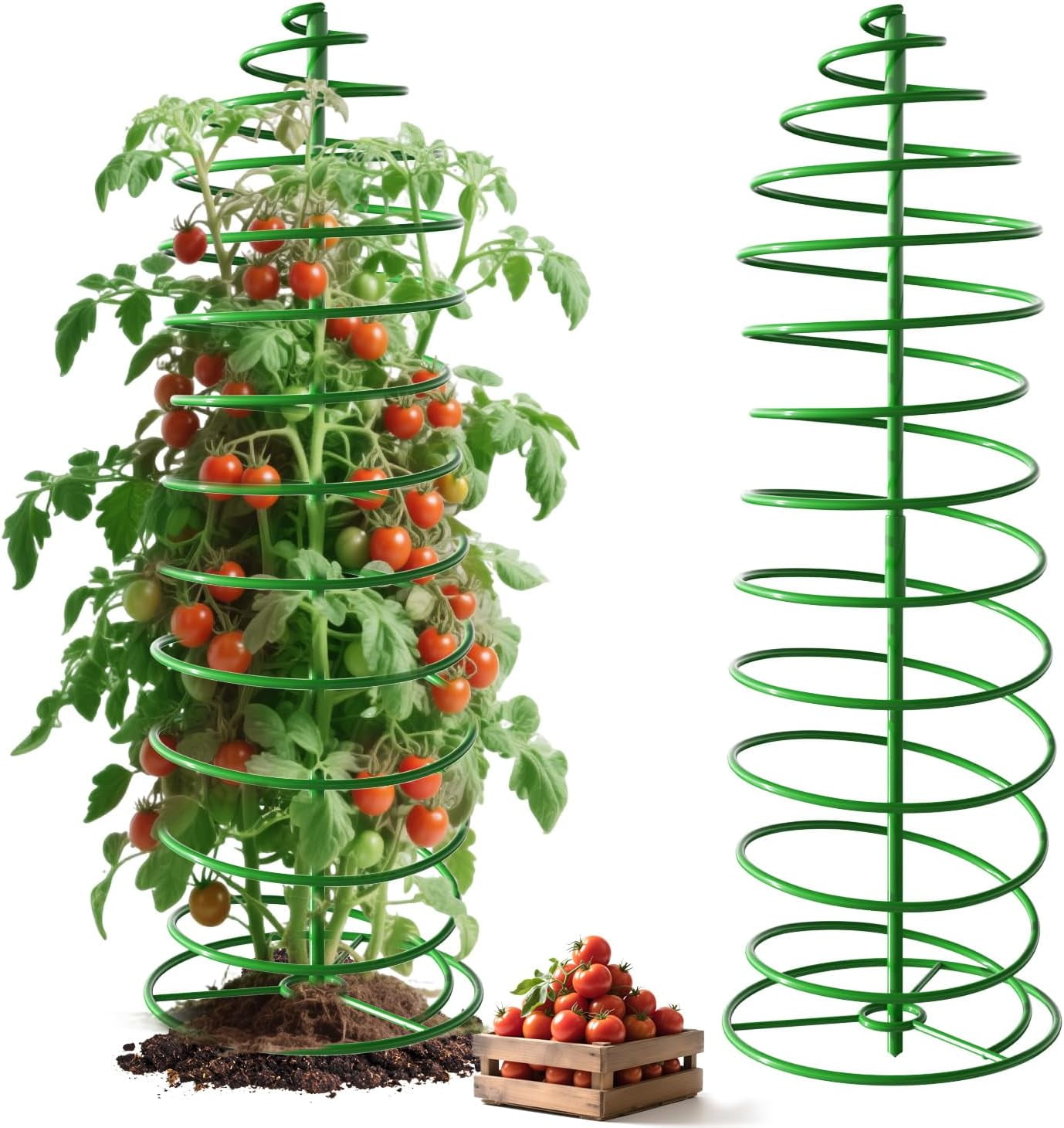 2 Pack Tomato Cages for Garden Plant Support 42" Stakes Metal Tomato ...