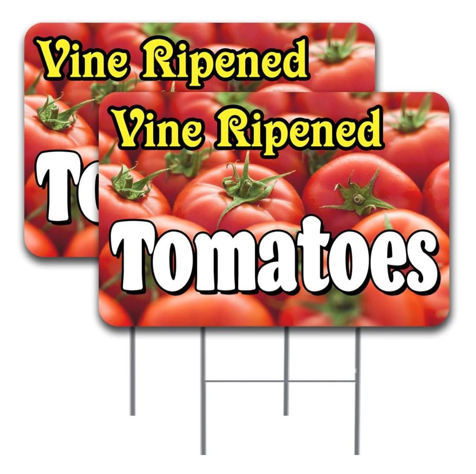2 Pack Tomatoes Yard Sign 16" x 24" - Double-Sided Print, with Metal ...