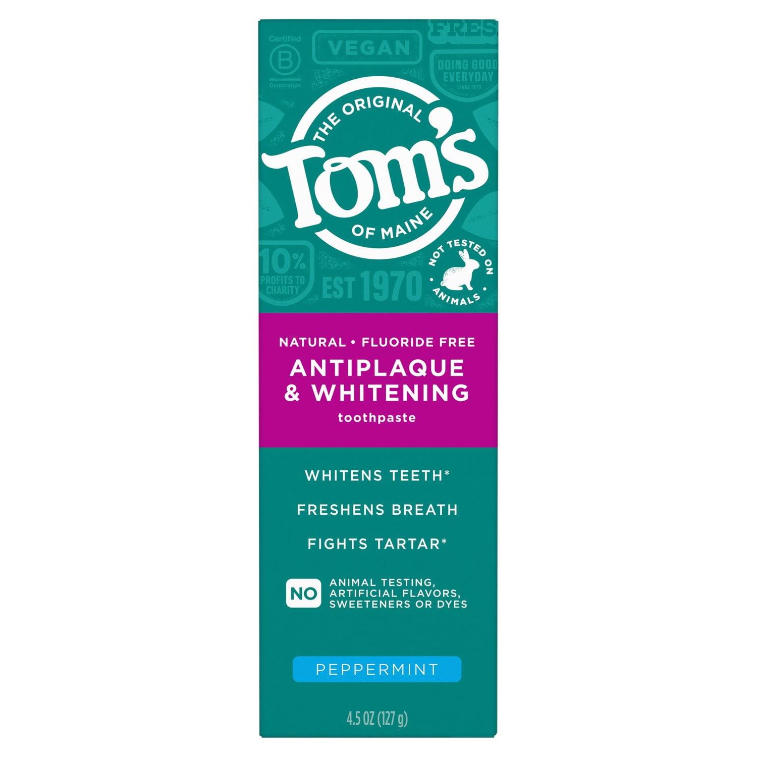 2 Pack - Toms Toothpaste FF Antiplq White Peppermint 4.5 oz Package May ...