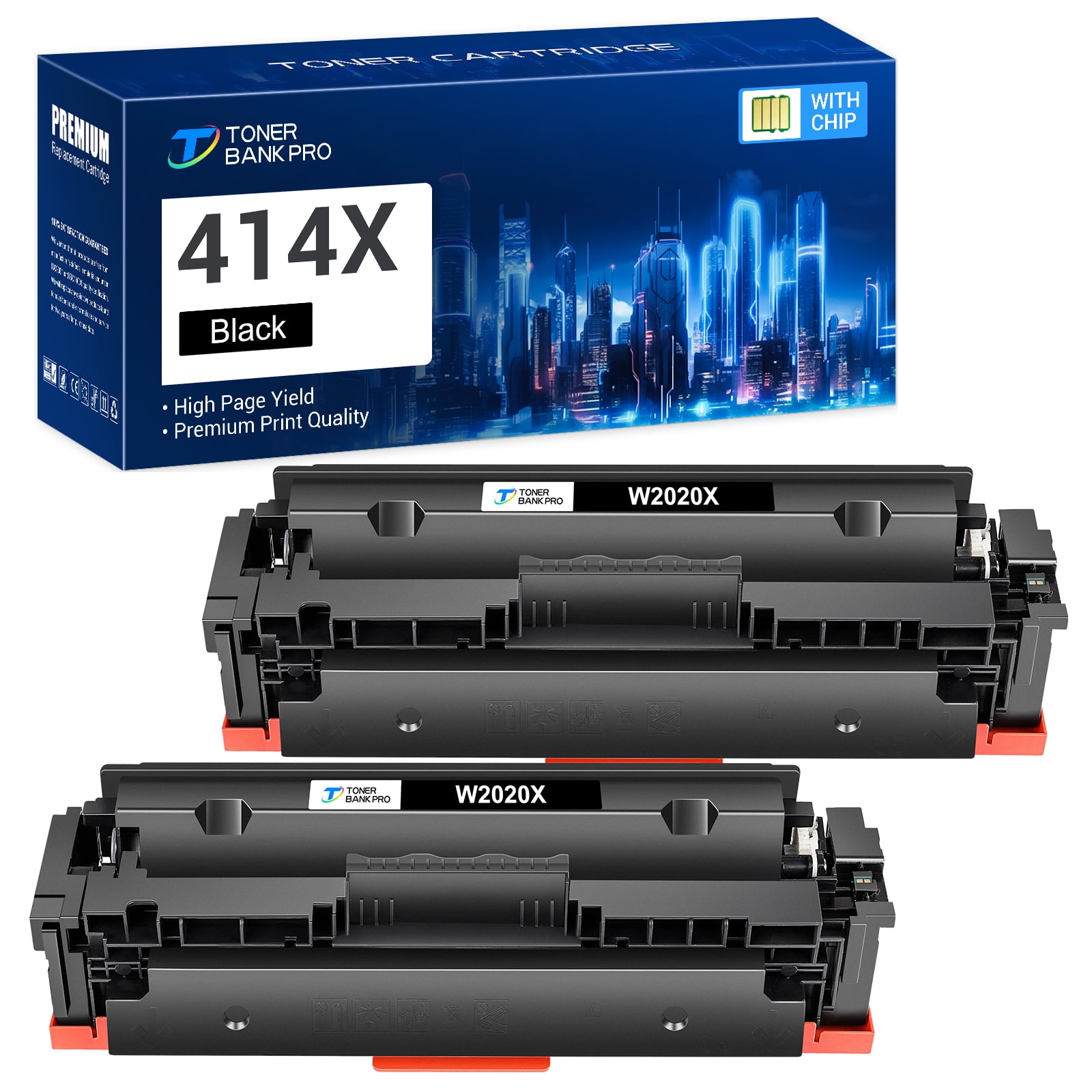 2-Pack Toner Cartridge (with Chip) Compatible for HP W2020X 414X Color ...