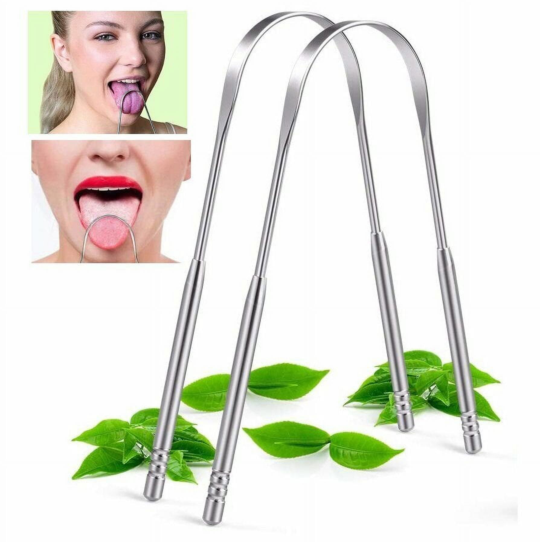 2-Pack Tongue Scraper Cleaner Stainless Steel Dental Fresh Breath ...