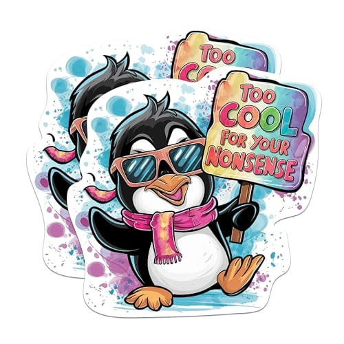(2 Pack) Too Cool for Your Nonsense Magnets - Funny Punny Penguin ...