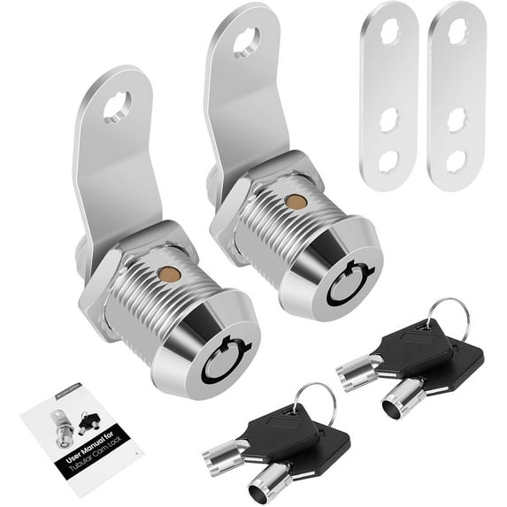 2 Pack Tool Box Lock with Keys, 5/8" Cabinet Lock Cam Lock Keyed Alike ...