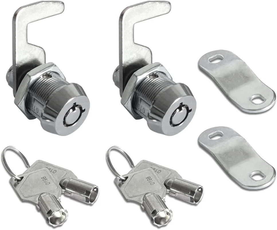 2 Pack Toolbox Lock 5/8" Tubular Cam Replacement Lock Hook Cam Keyed ...