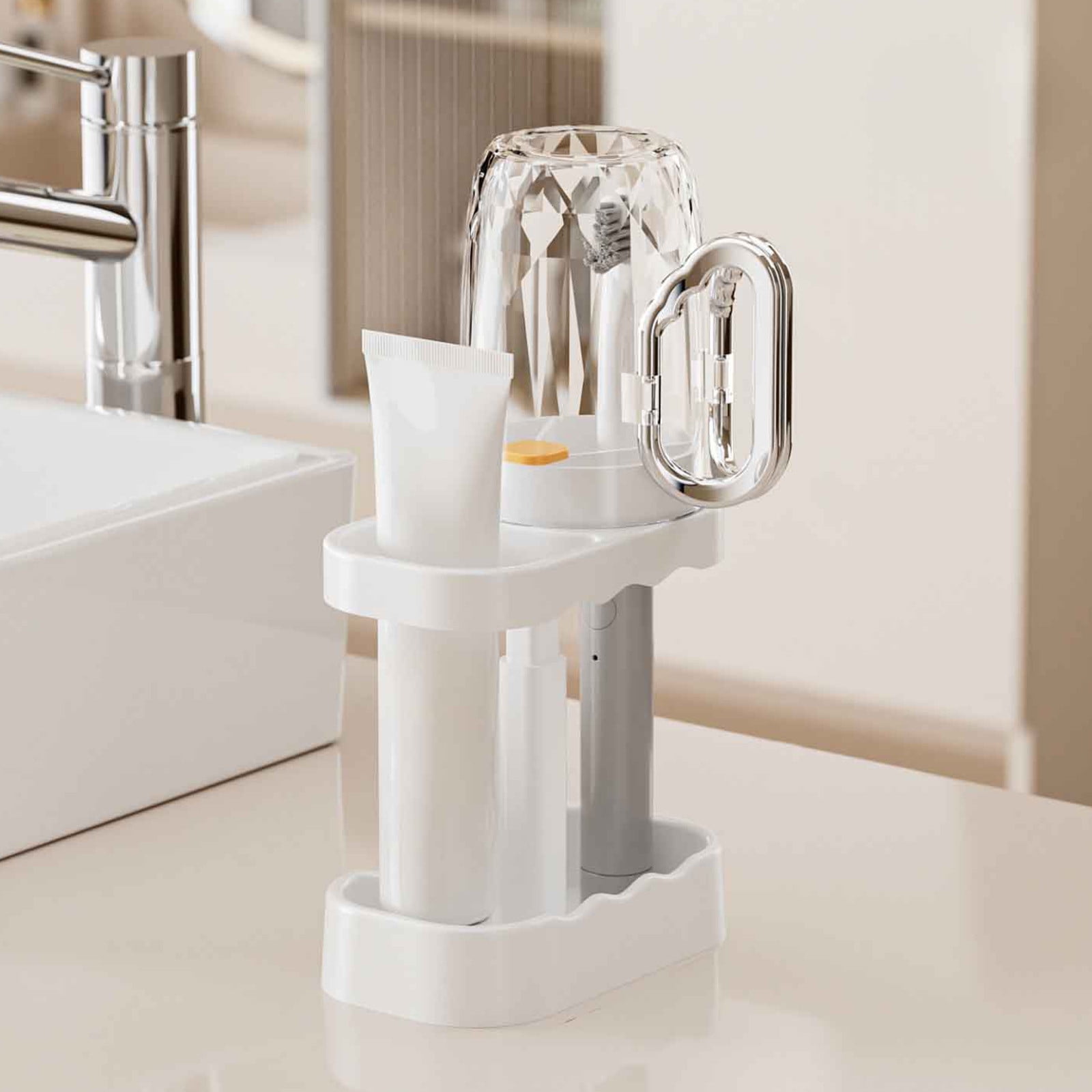 2 Pack Toothbrush and Toothpaste Storage Rack,PP Material Bathroom ...