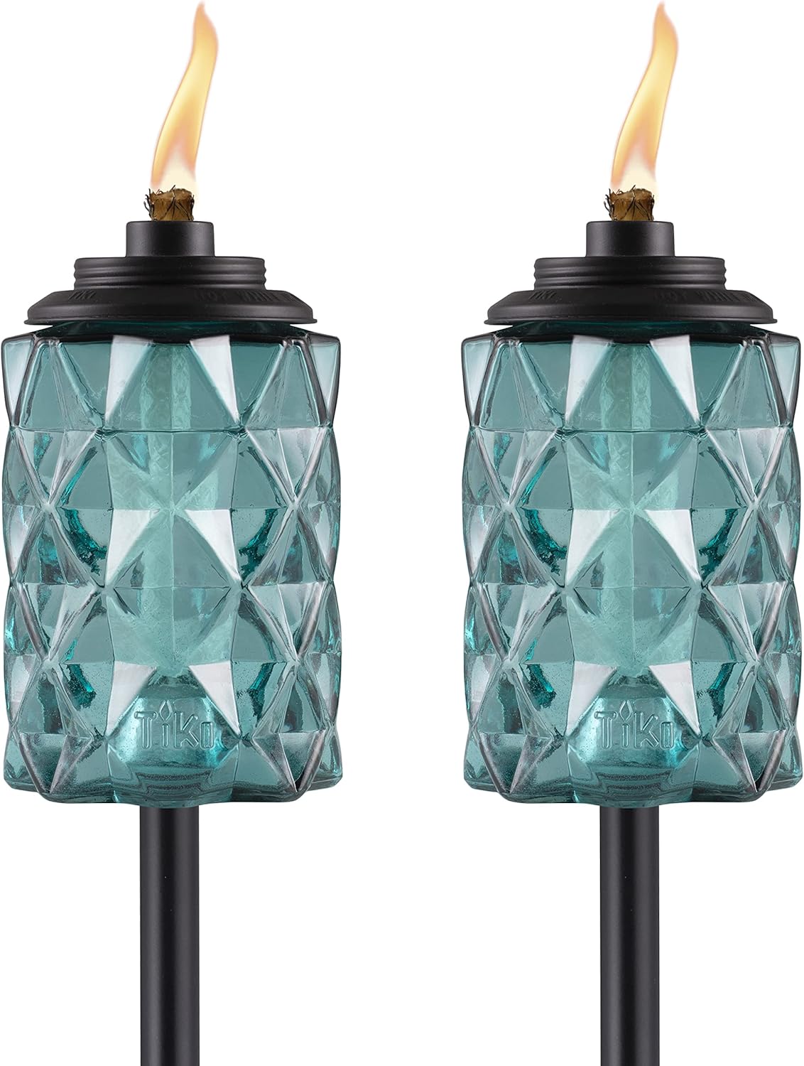2-Pack Topaz Blue Glass Torches 65" Outdoor Decorative Torches for ...