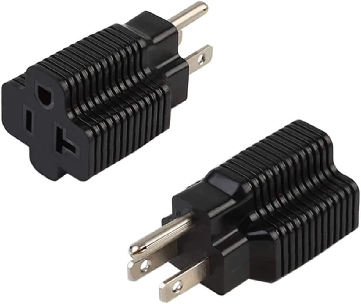 Toptekits 2-Pack, 15A Male to 20A Female, 3-Prong T-Blade Adapter, UL ...