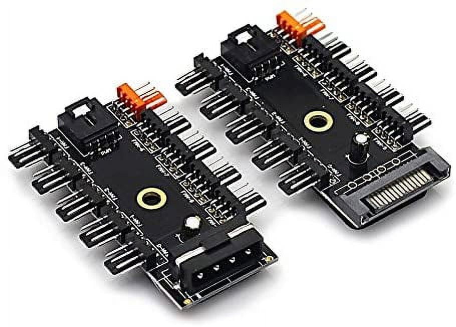 (2 Pack) Toptekits Chassis Fan Hub CPU Cooling HUB 10 Port 12V 4 Pin ...