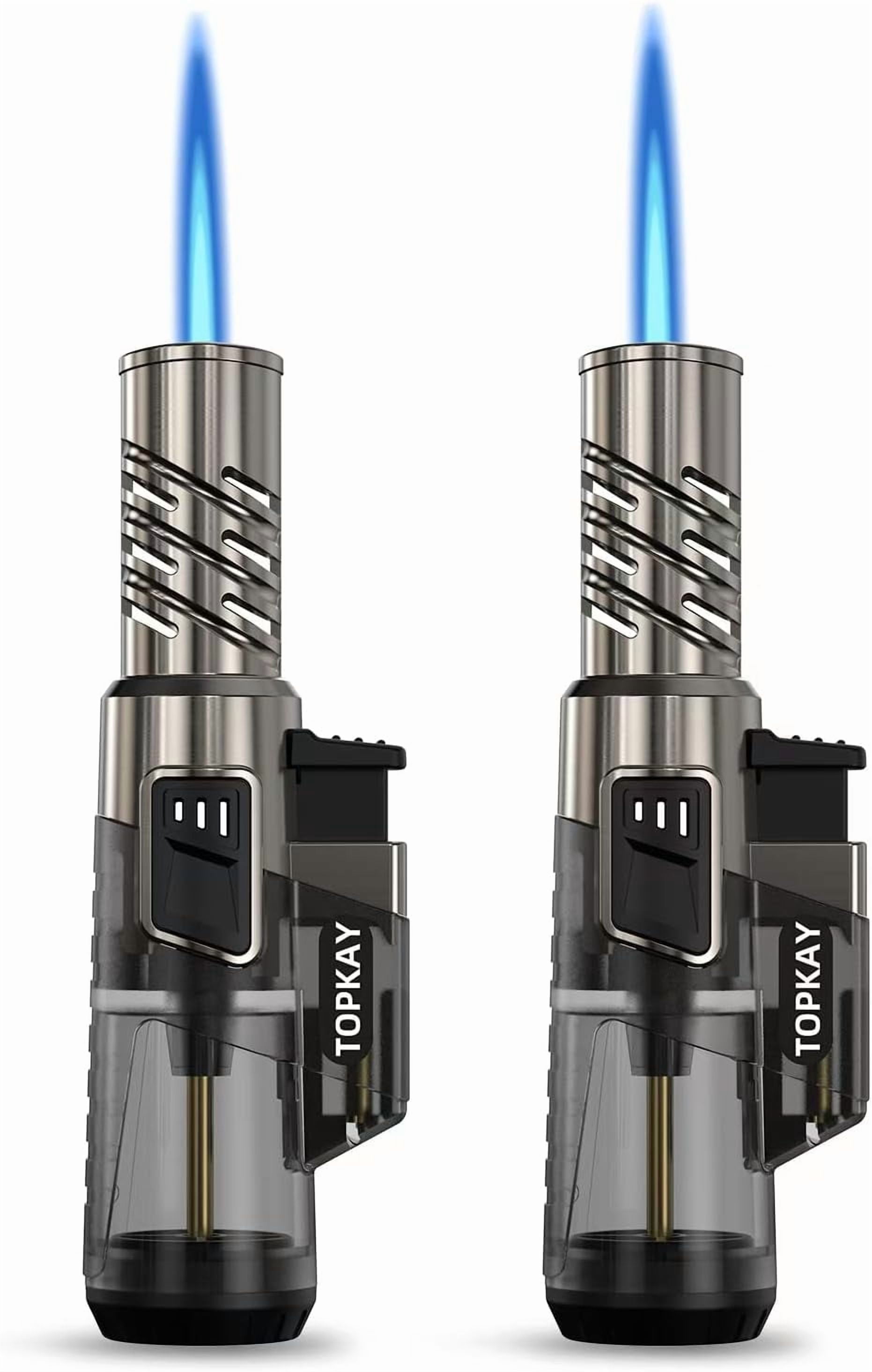 2 Pack Torch Lighter Jet Flame Butane Lighter Refillable Mini Torch ...