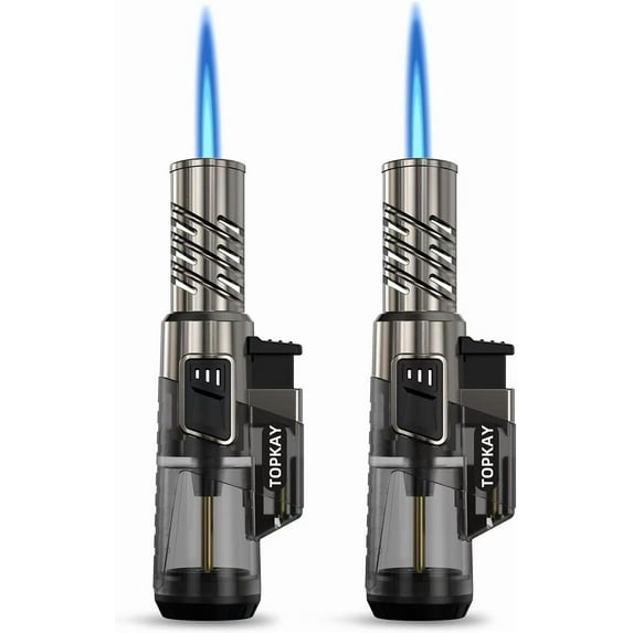 2 Pack Torch Lighter Jet Flame Butane Lighter Refillable Mini Torch ...