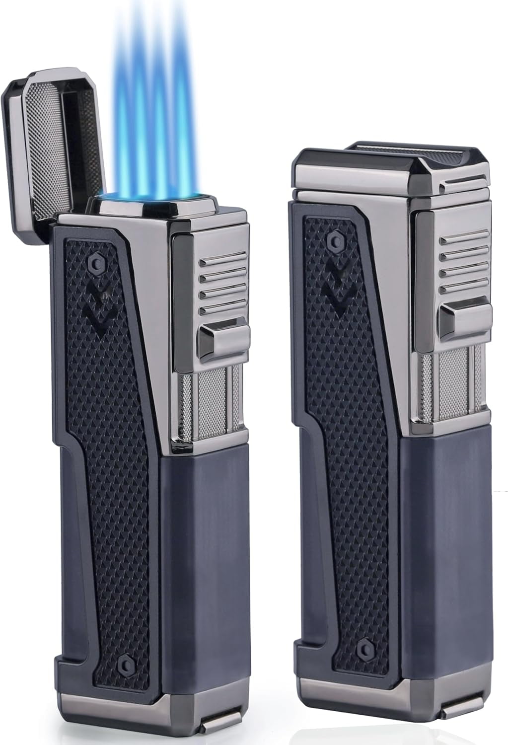 2 Pack Torch Lighter Quadruple Jet Flame Windproof Refillable Butane ...