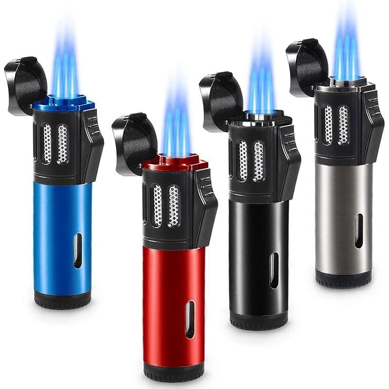 2 Pack Torch Lighter Triple 3 Jet Flame Butane Gas Lighter Refillable ...