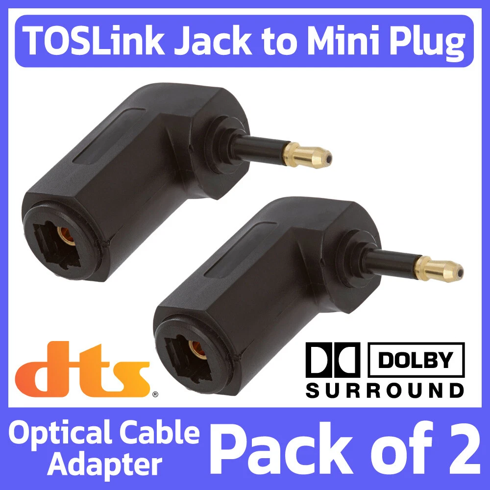 2 Pack Toslink Optical Jack To 3.5Mm Mini Plug Adapter 90 Degree Angle ...