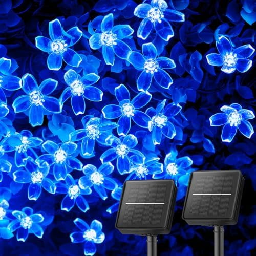 2 Pack Total 52FT 120 LED Solar Flower String Lights for Outside ...
