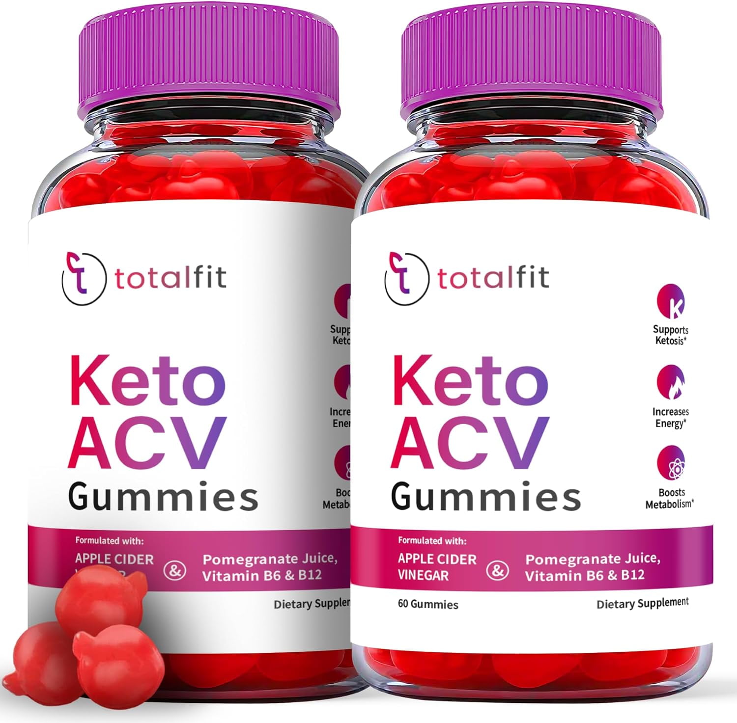 (2 Pack) Total Fit Keto ACV Gummies - Apple Cider Vinegar Supplement ...
