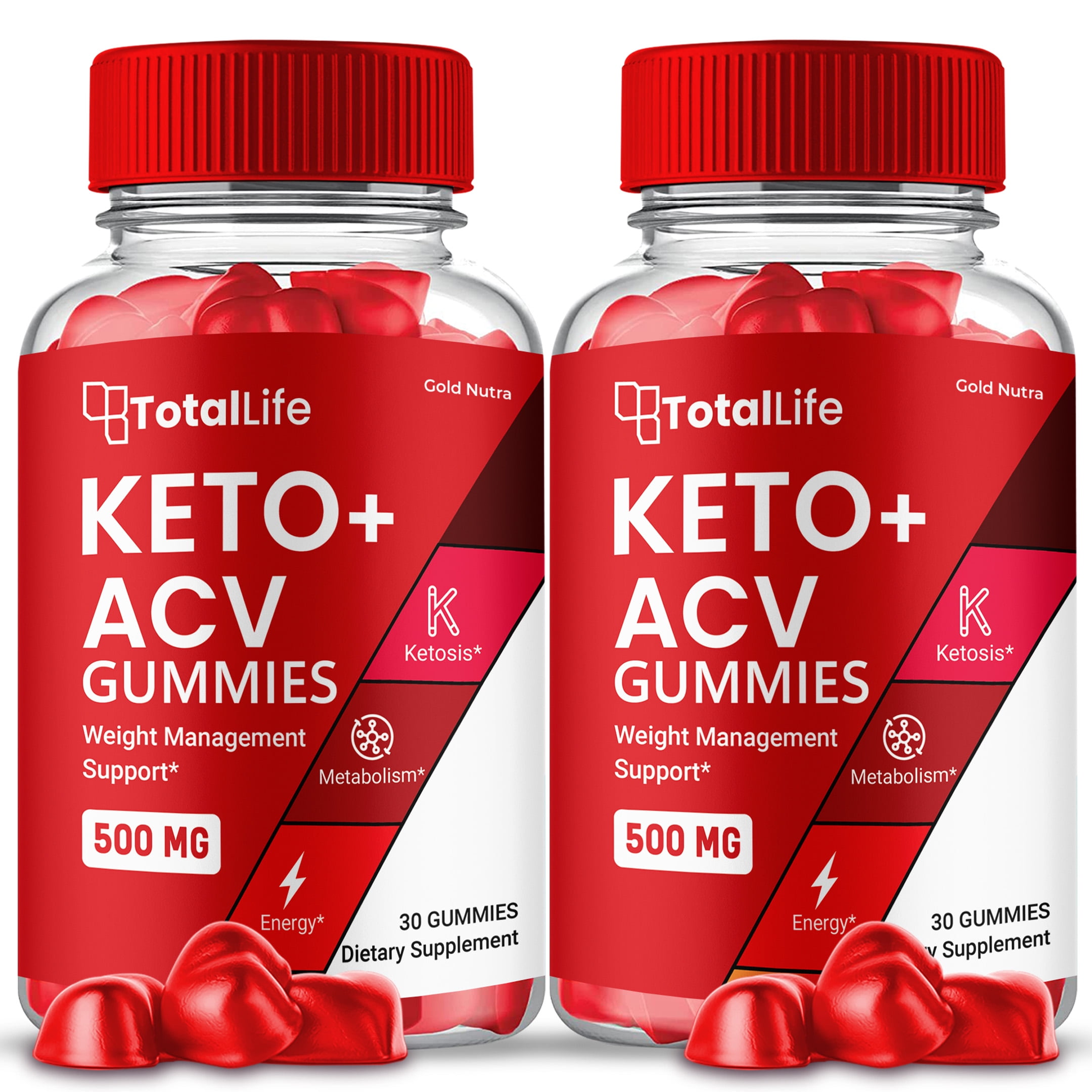 (2 Pack) TotalLife Keto ACV Gummies, Apple Cider Vinegar, Max Strength ...