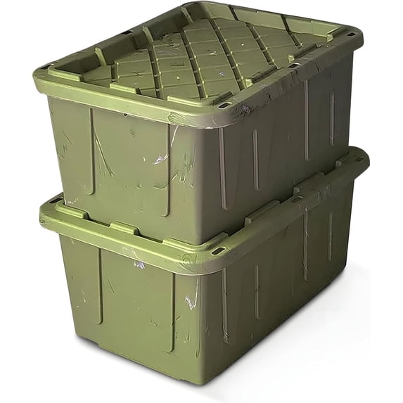 2-Pack Tote, Heavy Duty Plastic Storage Bins with , 27 Gallon, Green ...