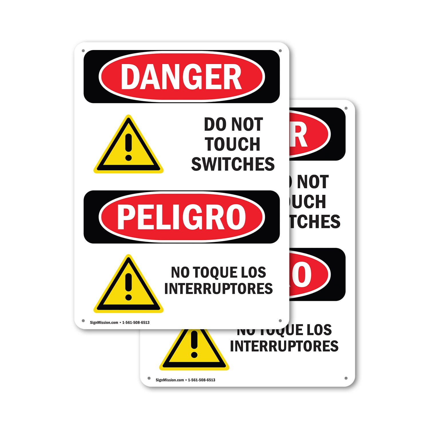 (2 Pack) Do Not Touch Switches Bilingual OSHA Danger Sign 10 Inch X 14 ...