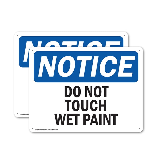 (2 Pack) Do Not Touch Wet Paint OSHA Notice Sign 24 Inch X 18 Inch ...