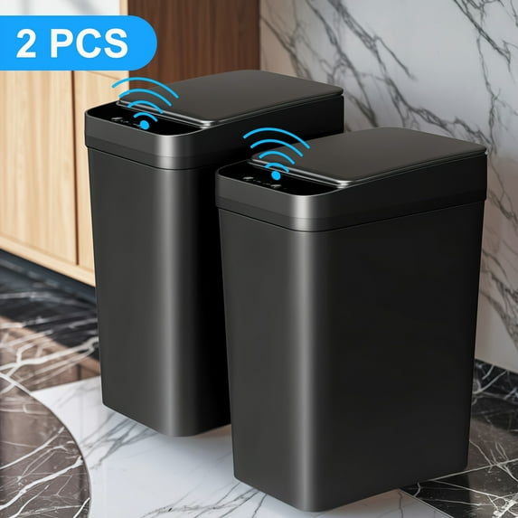 2 Pack Touchless Smart Motion Sensor Trash Cans (4.2/2.6 Gallon) - Slim ...