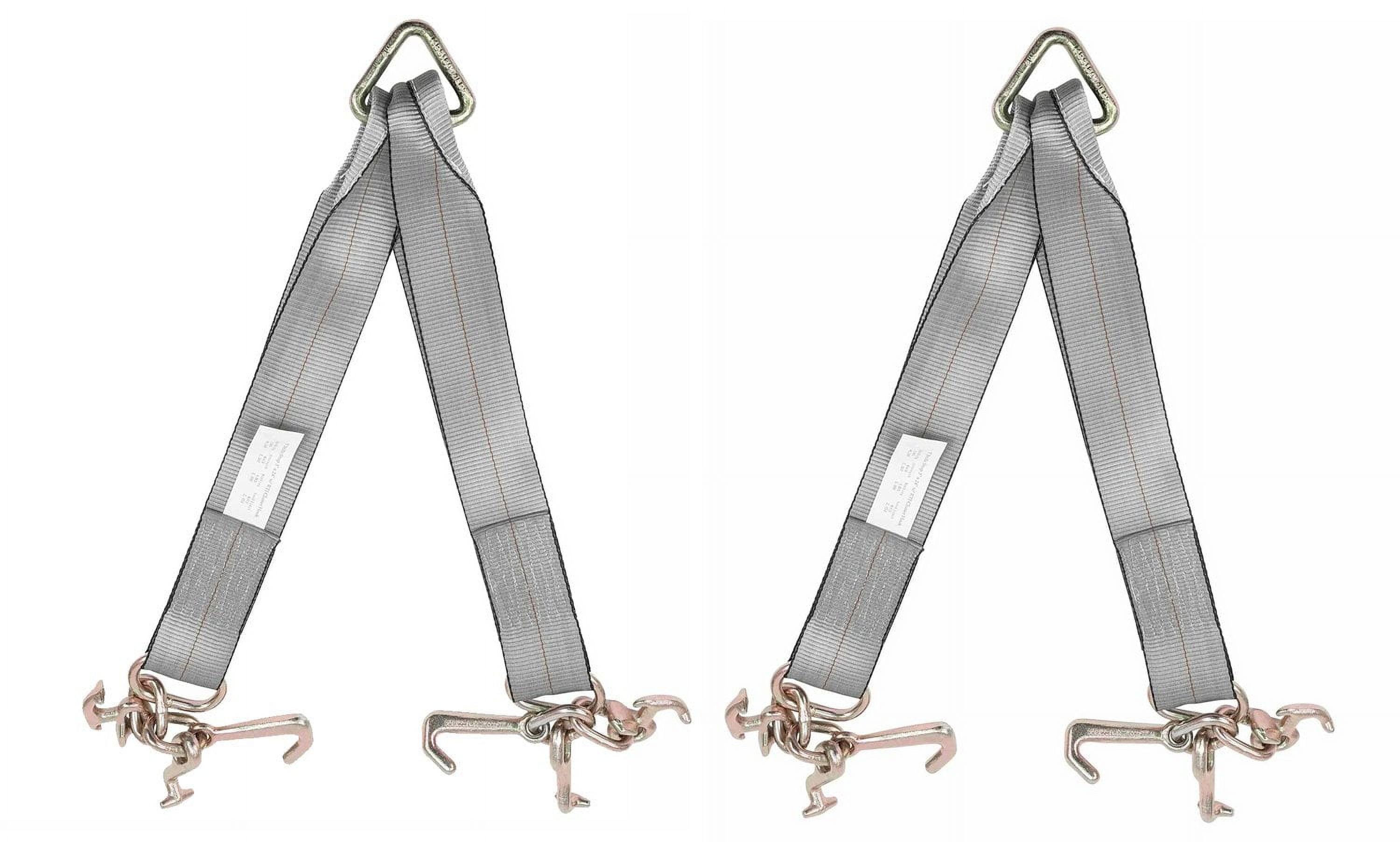 (2 Pack) Tow Straps V Bridle 3" x 24" w/ RTJ Cluster Hooks 5400 lbs ...