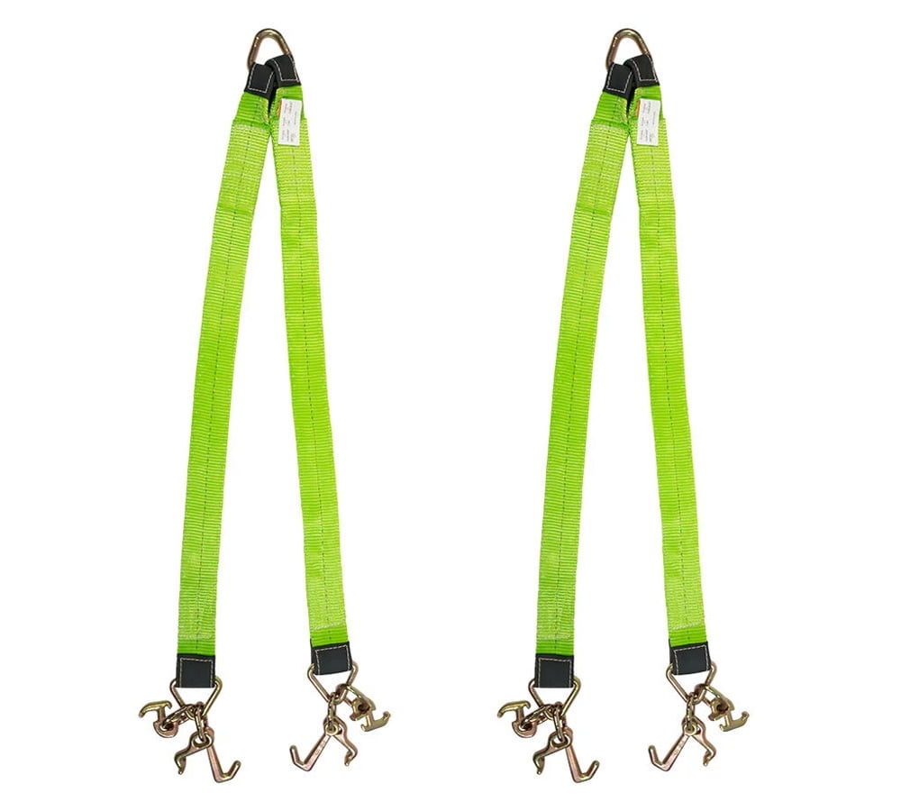 (2 Pack) Tow Straps V Bridle 3" x 48" w/RTJ Clusters, Hi VIZ/HI ...