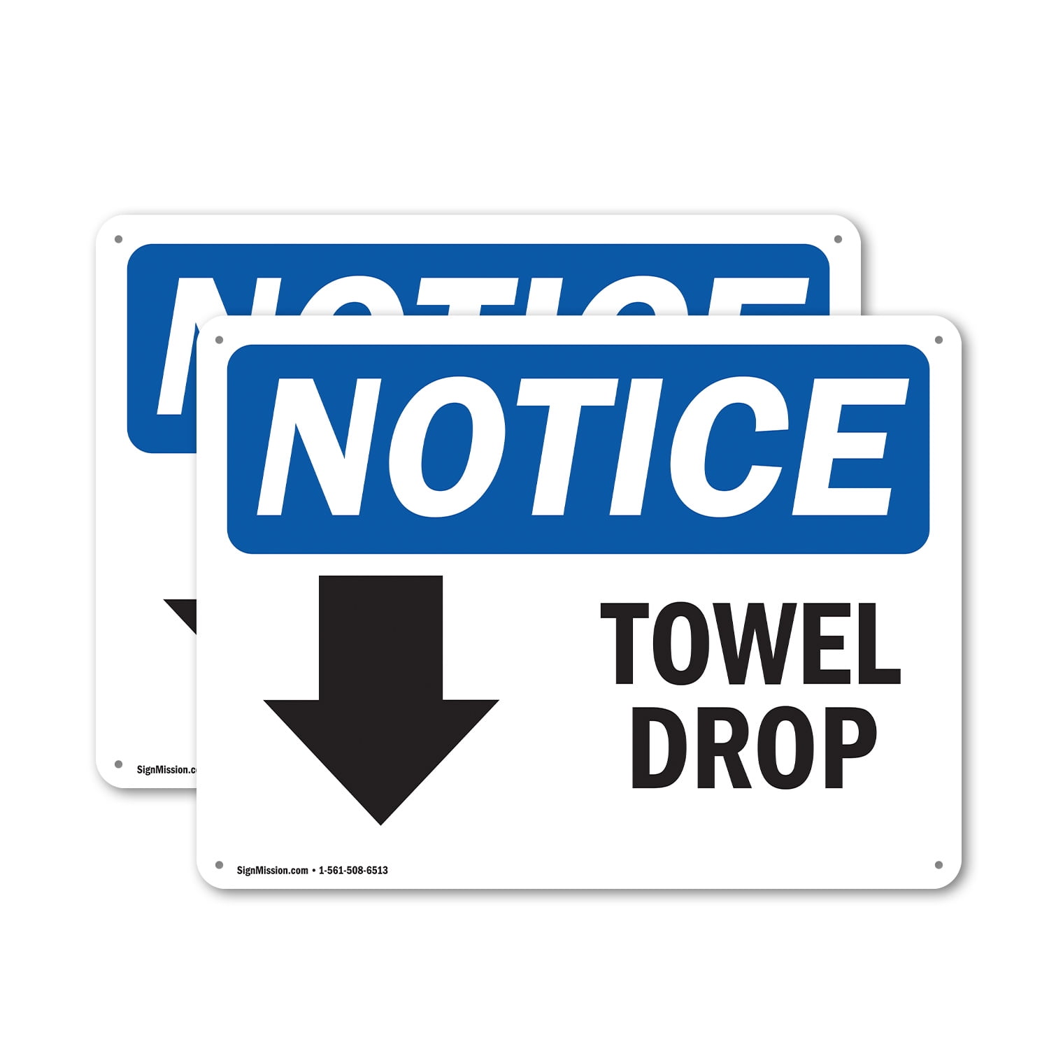 (2 Pack) Towel Drop [Down Arrow] OSHA Notice Sign 10 Inch X 7 Inch ...