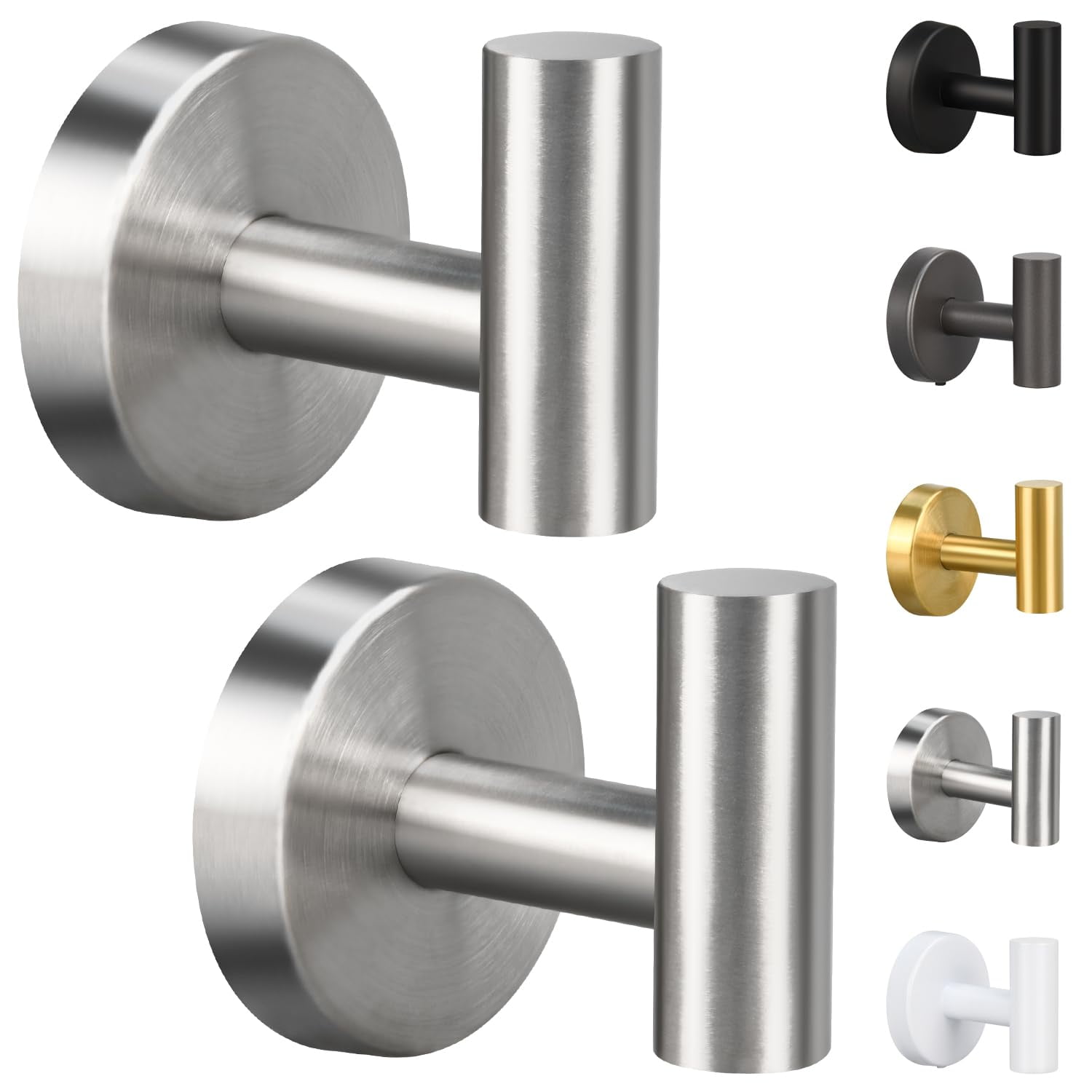 2 Pack Towel Racks Hooks for Bathroom Robe Hook Holder Wall Mount Heavy ...