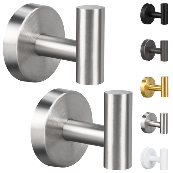 2 Pack Towel Racks Hooks for Bathroom Robe Hook Holder Wall Mount Heavy ...
