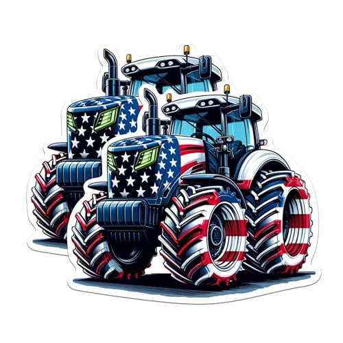 (2 Pack) Tractor with American Flag Magnets - USA Farmer Patriotic ...