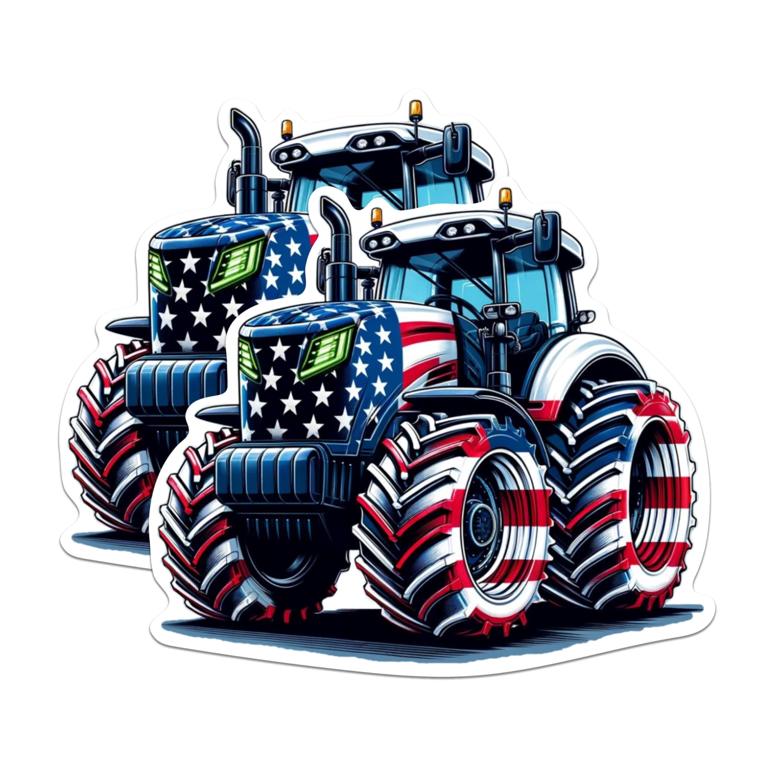 (2 Pack) Tractor with American Flag Stickers - USA Farmer Patriotic ...