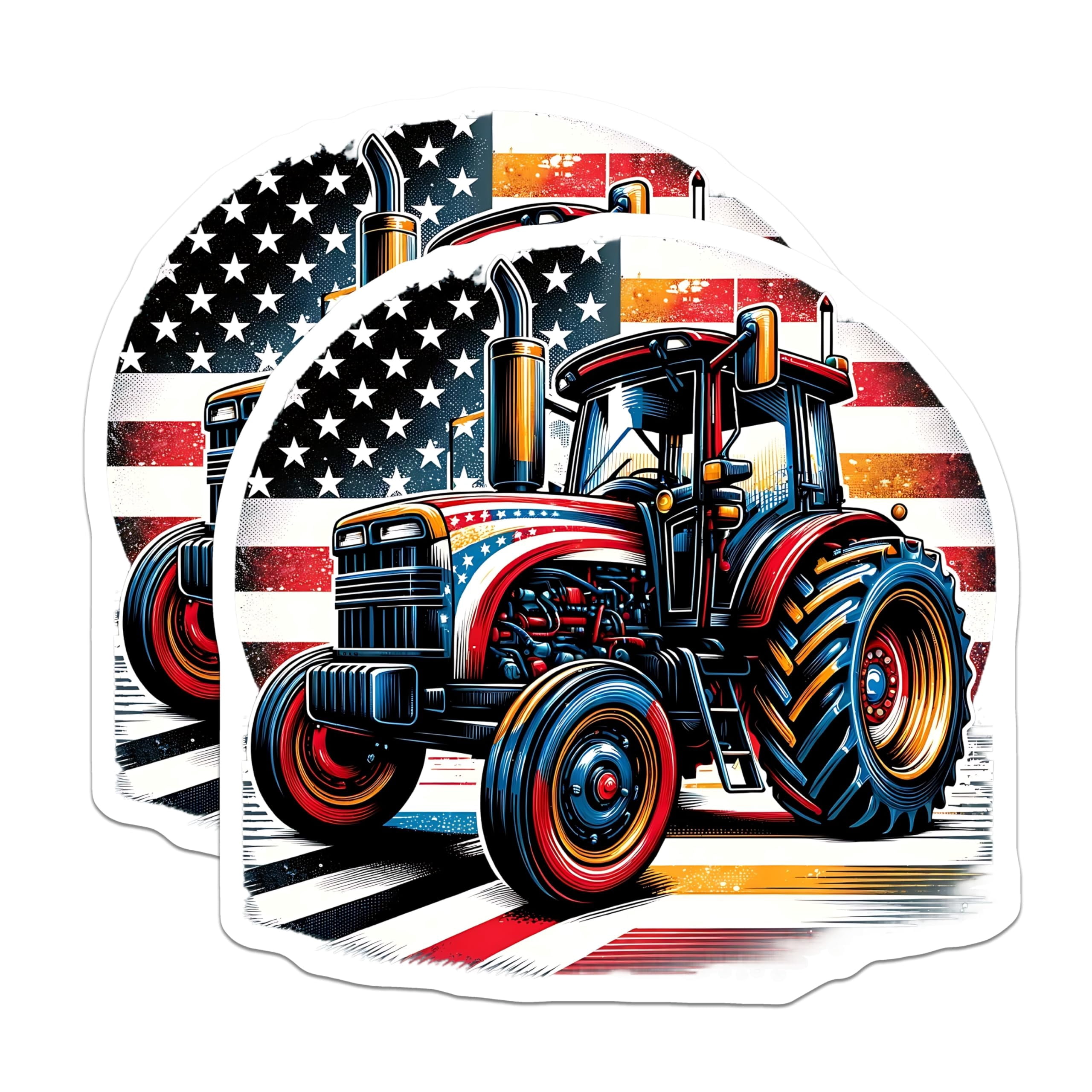 (2 Pack) Tractor Stickers - Patriotic American Flag Tractor - Farm ...