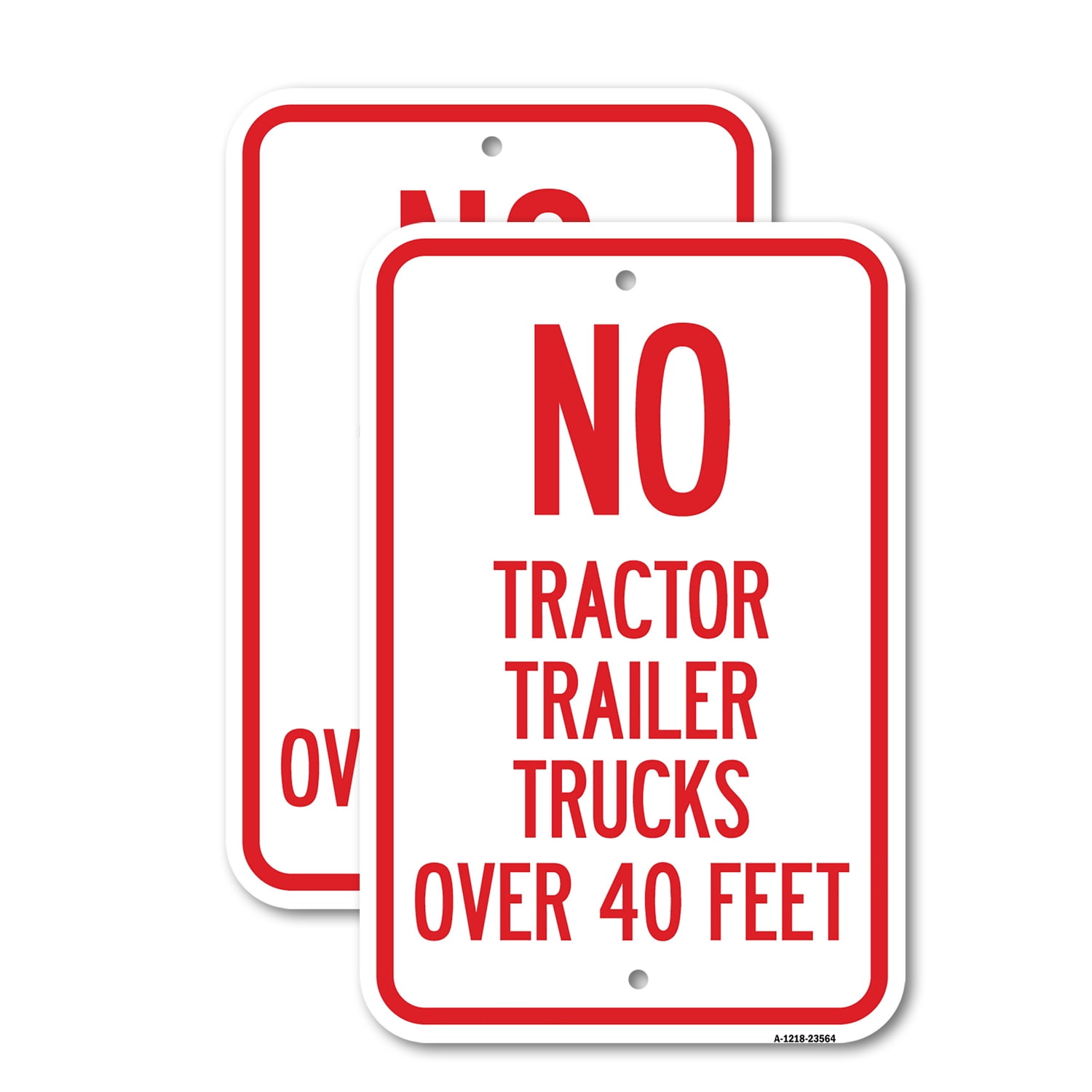 (2 Pack) No Tractor Trailer Trucks Over 40 Feet | 12" X 18" Heavy-Gauge ...