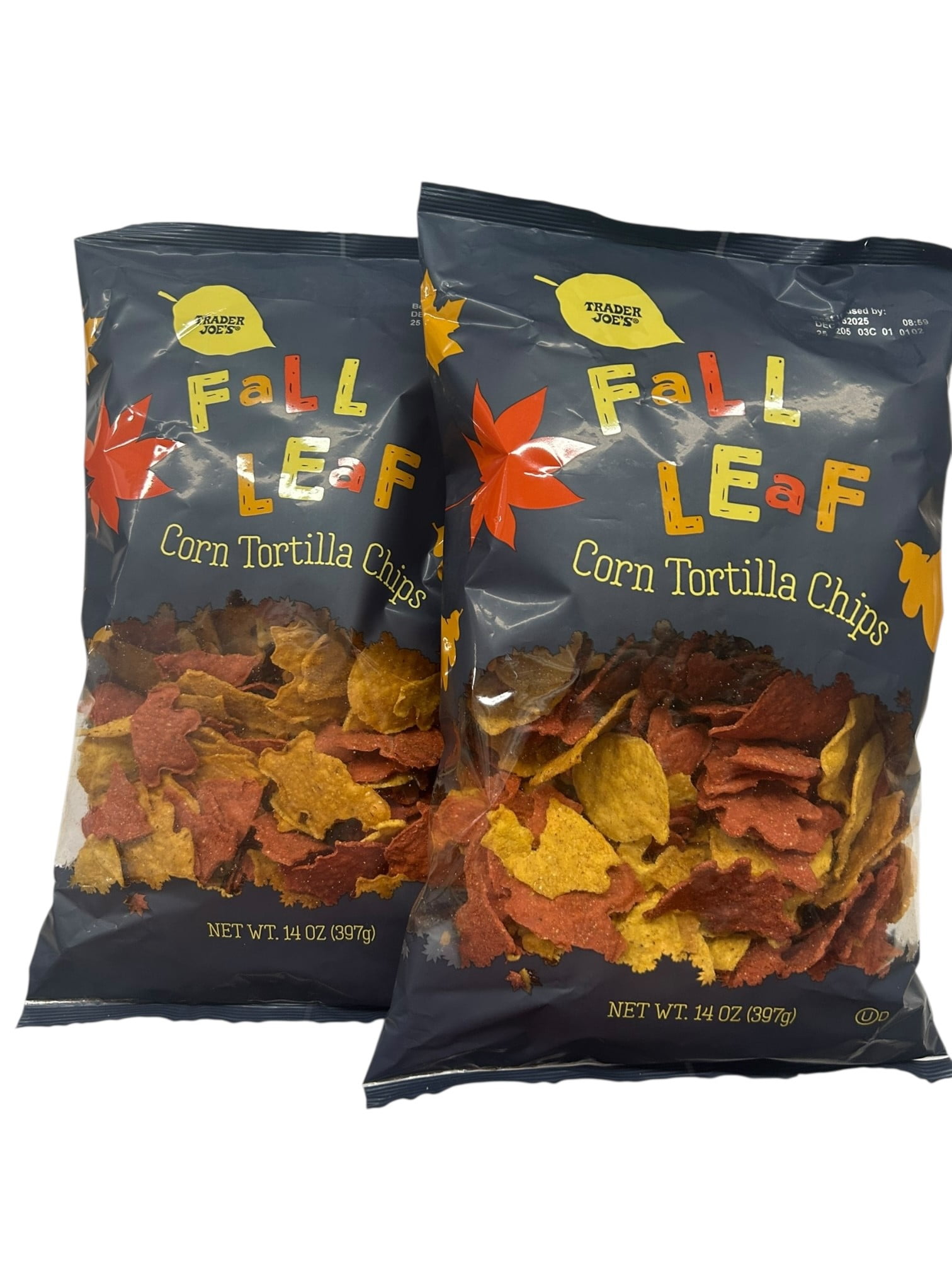 2-Pack Trader Joe's Fall Leaf Corn Tortilla Chips, Festive Autumn Snack ...