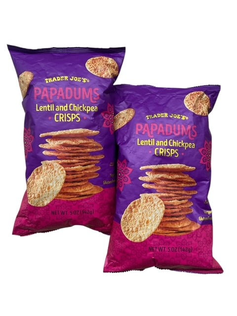 2-Pack Trader Joe's Papadums Lentil & Chickpea Crisps, 5 oz Bags ...
