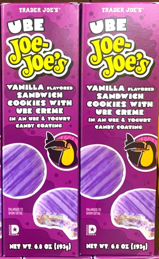 Trader Joe's Ube Joe Joe's Vanilla Cookies, Ube Creme, Yogurt Coating, 2 Pack, 6.8 oz - Walmart.com