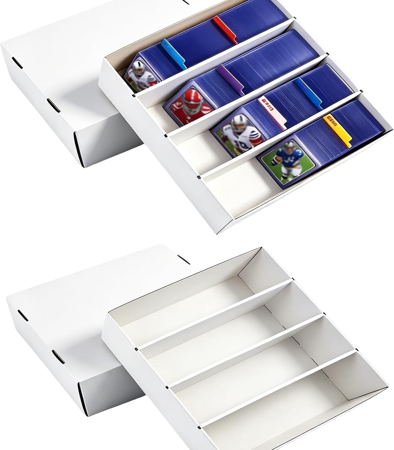 2 Pack Trading Card Storage Box, 4 Row 3200 Count Bulk Cardboard Card ...