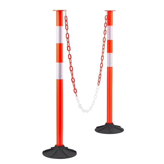 2 Pack Traffic Delineator Posts 34 Inch with Weighted Base, Reflective ...