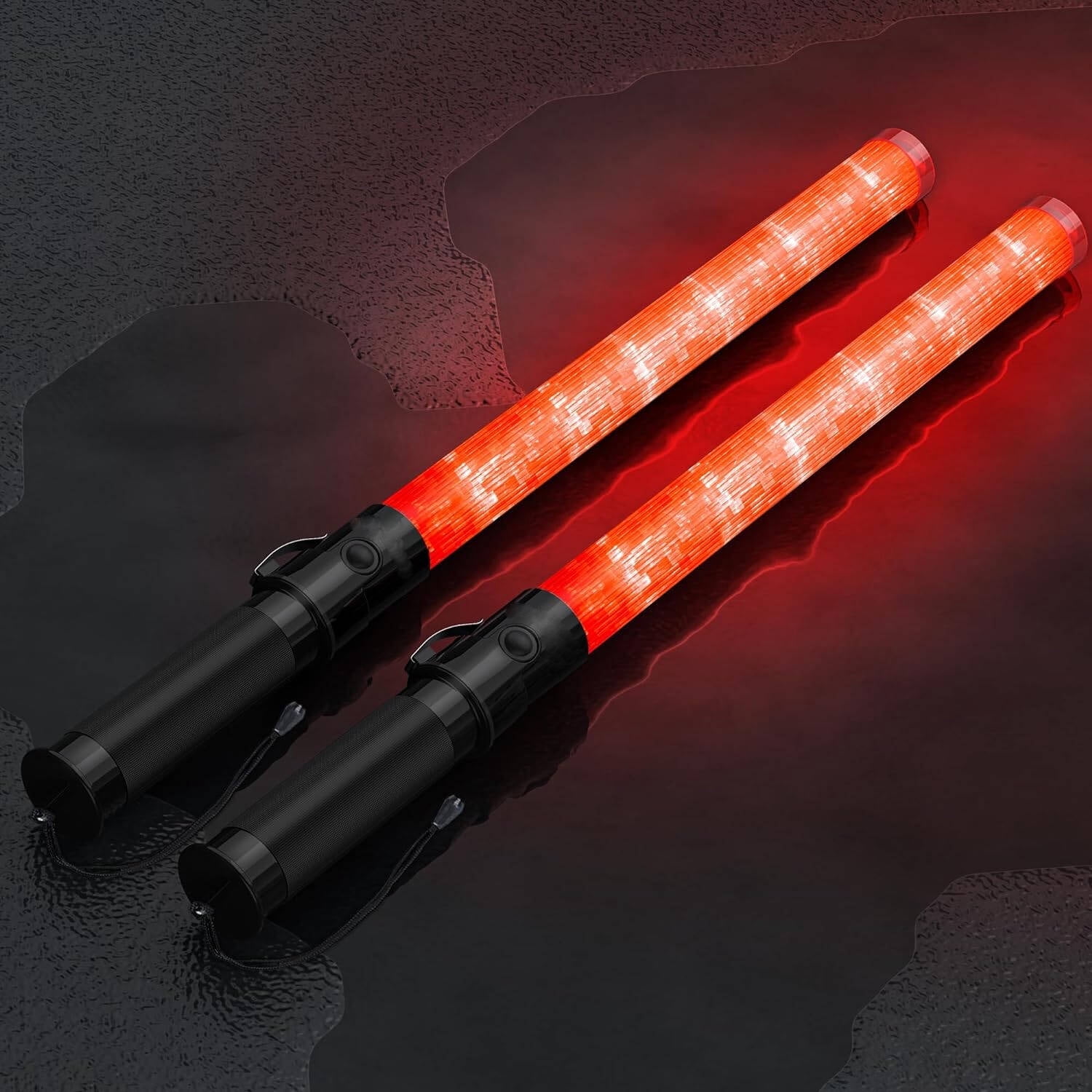 2 Pack Traffic Wand, 10 Inch LED Traffic Control Wand with 3 Flashing ...