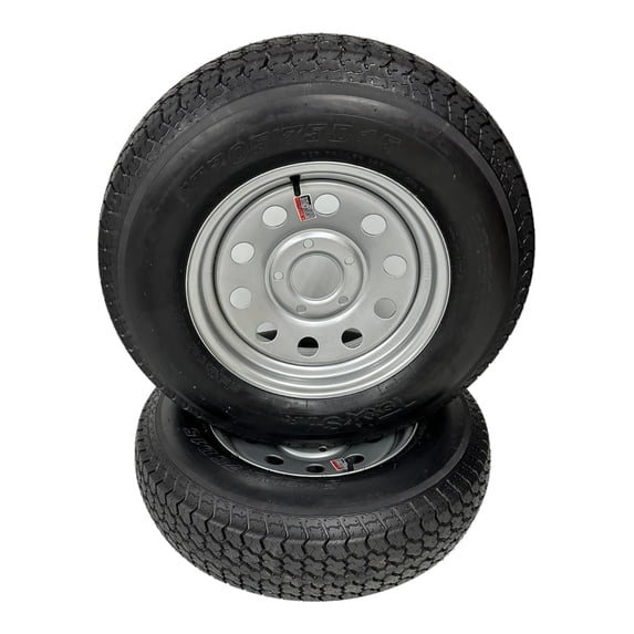 2-Pack Trailer Tire in Rim ST205/75D15 Tex Star LRC 6 Ply 5 Lug Silver ...